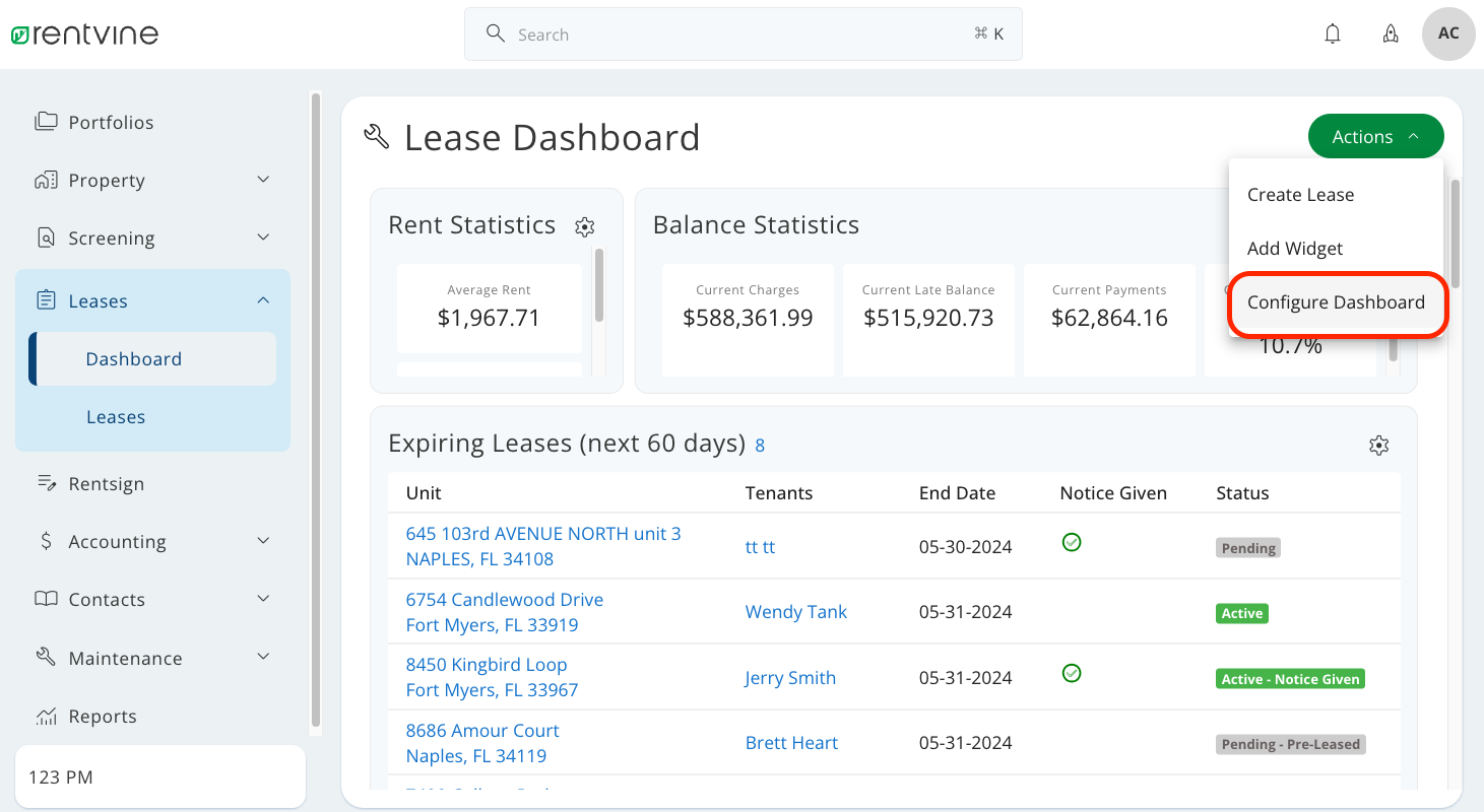 Leases Dashboard